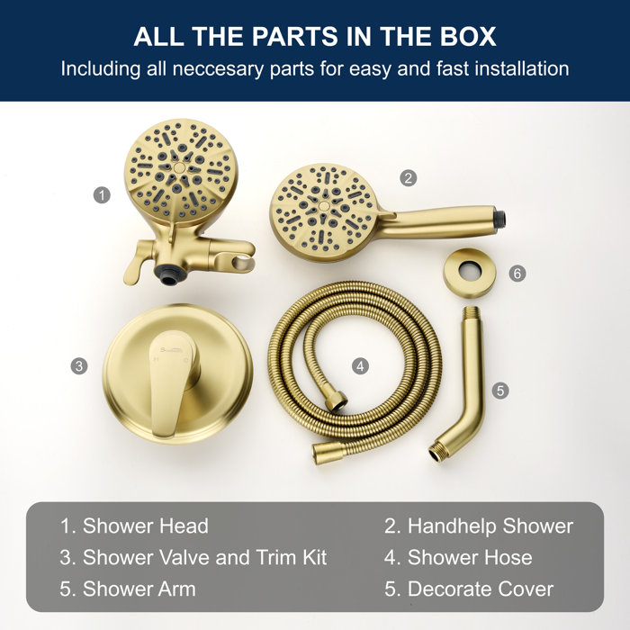 SHAMANDA Dual Shower Faucet Set with Valve High Pressure 2 in 1 Shower Combo Set Shower System ...